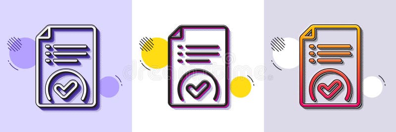 Approved Document Line Icon. Accepted File Sign. Halftone Dotted ...