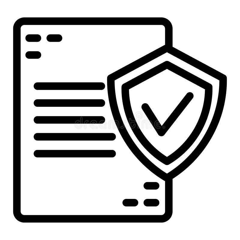 Approved Document Line Icon. List with Shield Vector Illustration ...