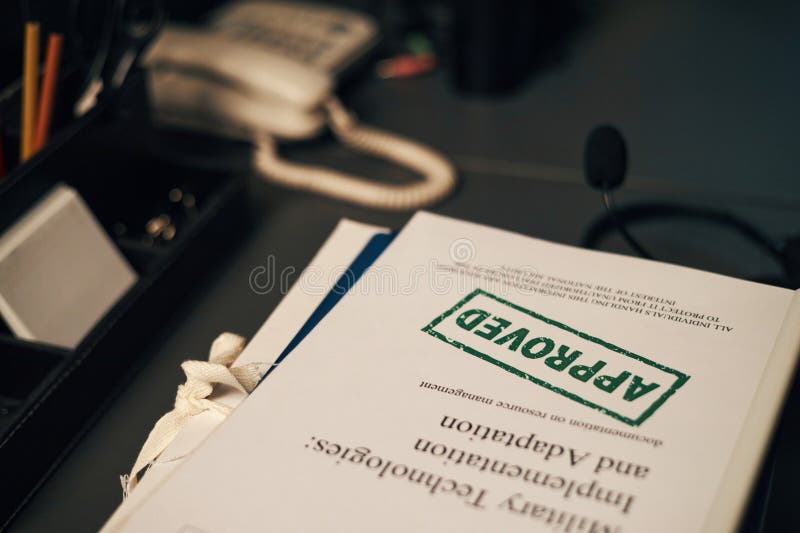 Approved Document with Notes on Office Desk Stock Image - Image of ...