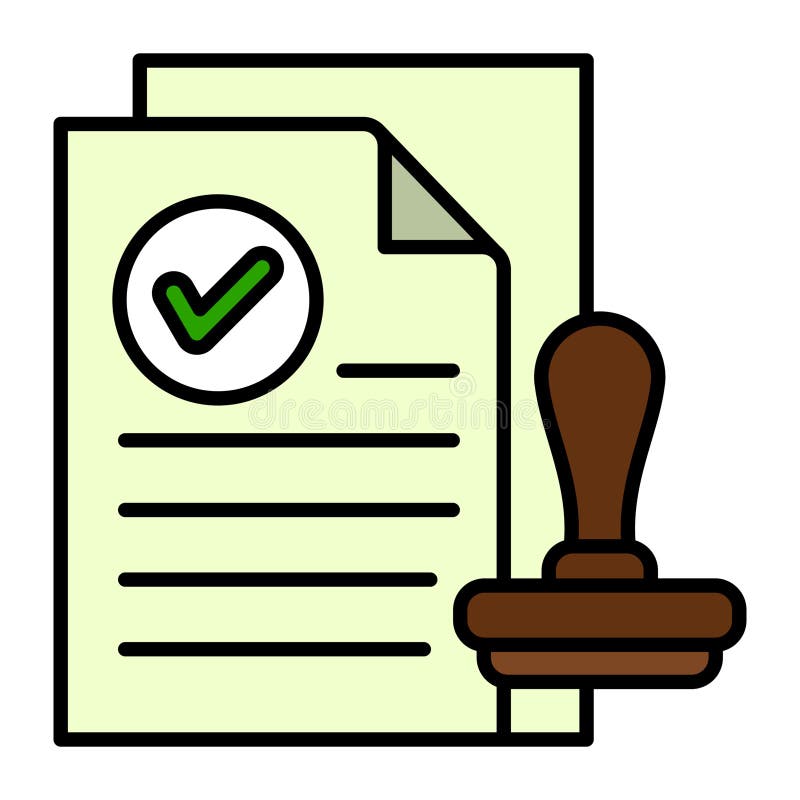 Approved Document with Stamp Icon. Stock Vector - Illustration of ...
