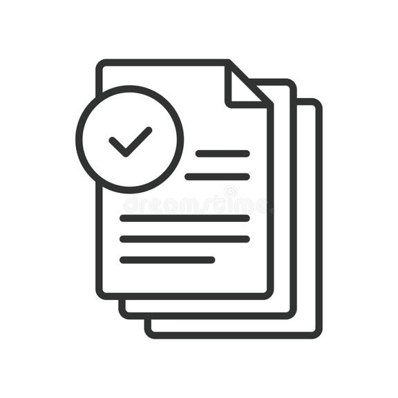 Approved Documents Icon in Line Design. Approved, Documents, File, Verification, Check ...