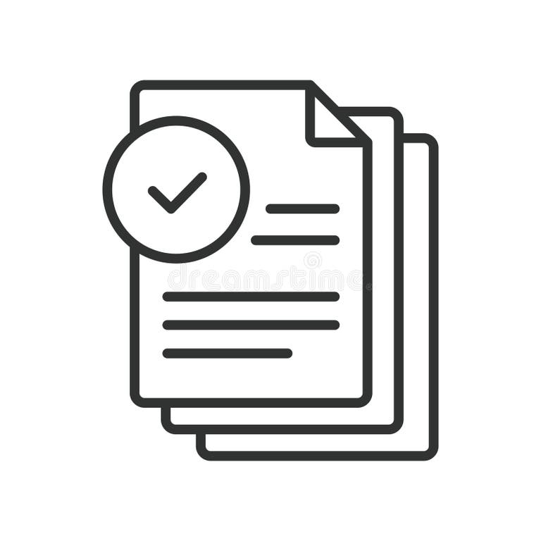 Approved Documents Icon in Line Design. Approved, Documents, File, Verification, Check ...