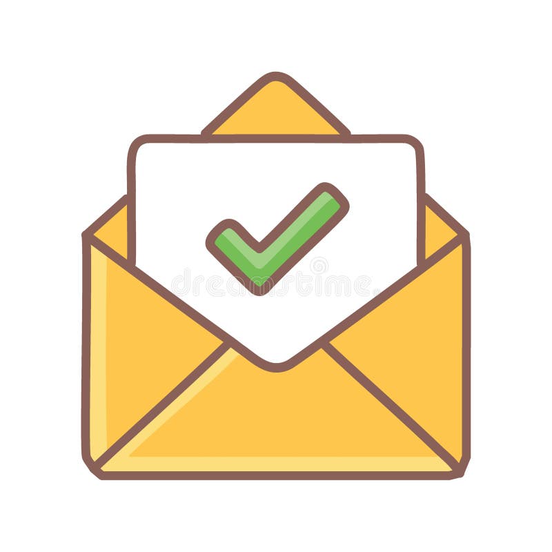 Approved Email Icon. Green Check Mark on an Opened Envelope, Signifying ...