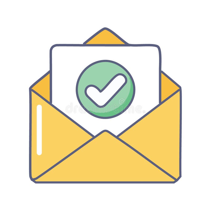 Approved Email. Open Envelope with a Check Mark Inside, Signifying ...