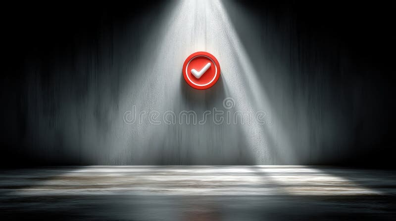 Approved Icon in 3d Render with Dramatic Spotlight on Stage for Concept ...