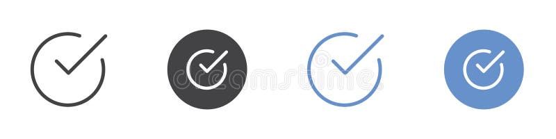 Approved Icon Flat Set in Black and White Color Stock Vector ...
