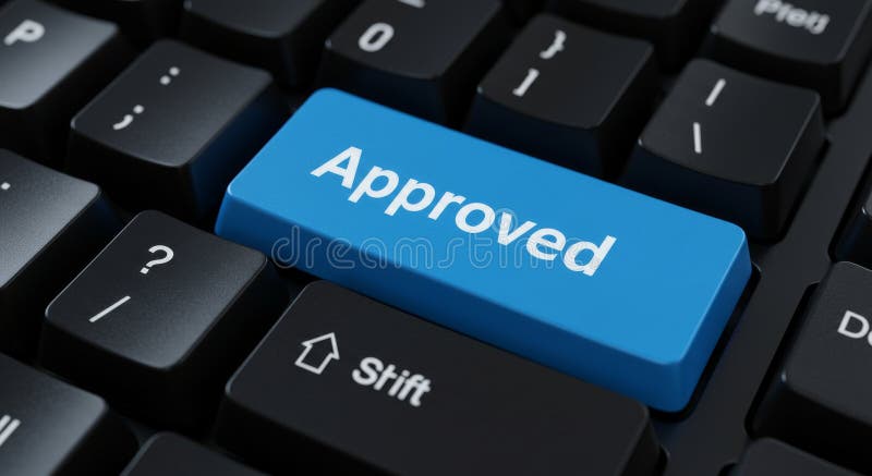 Approved Key Computer Keyboard Closeup Approval Confirmation Acceptance ...