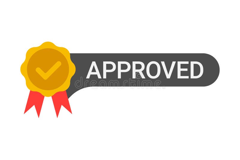 Approved Label with Five Stars and Thumbs Up Stock Vector ...