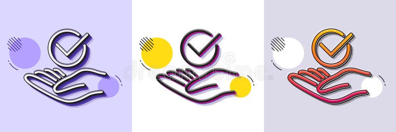 Approved Line Icon. Accepted or Confirmed Sign. Halftone Dotted Pattern ...