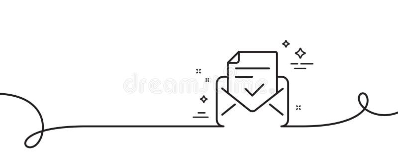 Approved Mail Line Icon. Accepted or Confirmed Sign. Continuous Line ...