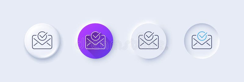 Approved Mail Line Icon. Accepted or Confirmed Sign. Line Icons. Vector ...