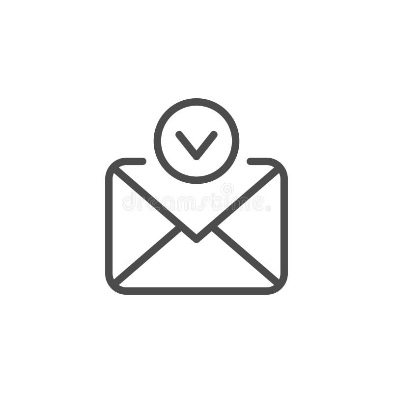 Approved Message Line Outline Icon Stock Vector - Illustration of ...