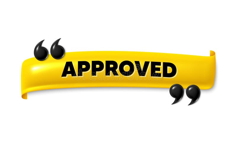 Approved Message. Permission Access Sign. 3d Ribbon Banner. Vector ...
