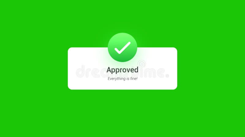 Approved Notification Animation on a Green Screen. Stock Footage ...