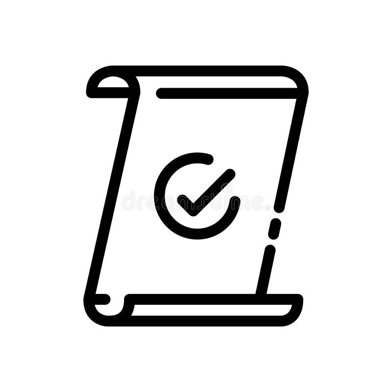 Approved Paper Color Line Icon. Document with Check Mark Stock Vector ...