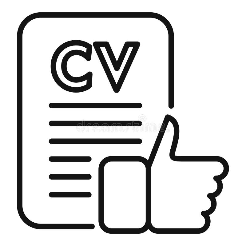 Approved Paper Cv Icon Outline Vector. Online Work Stock Illustration ...