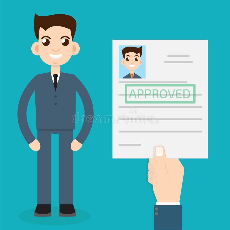 Approved Paper, Hand of Man. Vector Illustration Stock Vector ...