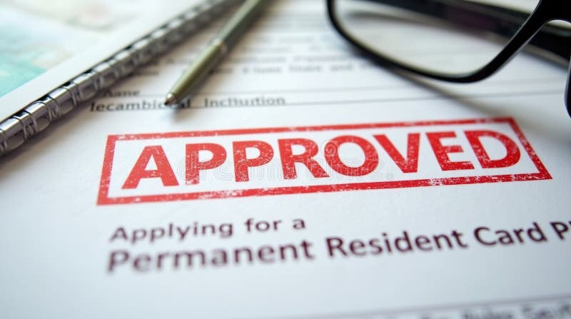 Approved Permanent Resident Application Form Close-up with Accessories ...