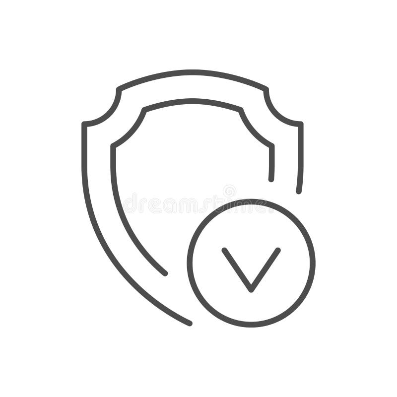 Approved Protection Line Outline Icon Stock Illustration - Illustration ...