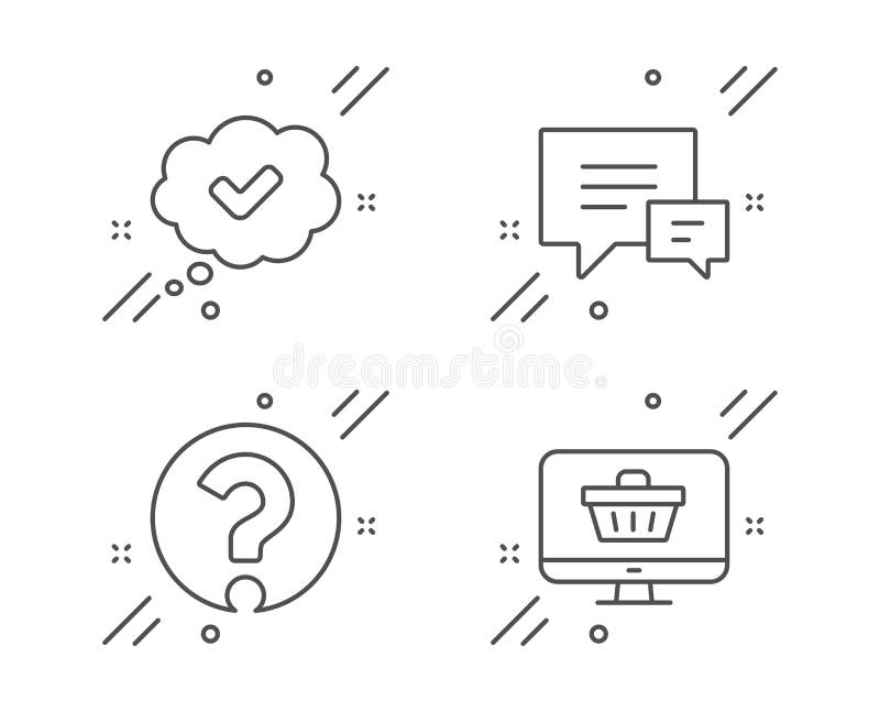 Approved, Question Mark and Comment Icons Set. Web Shop Sign. Comic ...