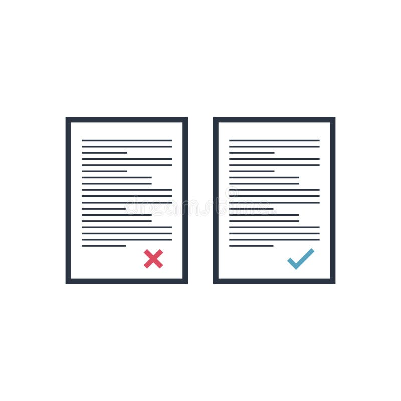 Approved and Rejected Document, Cross and Check Mark on Paper. Stock ...