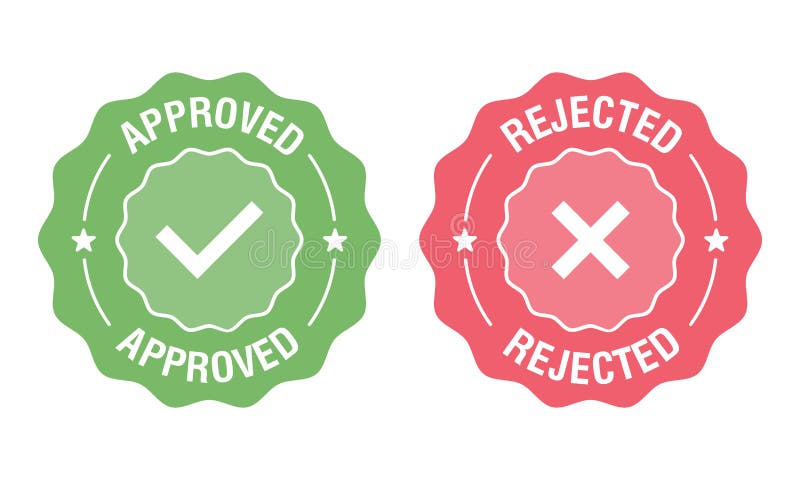 Approved and Rejected Label Sticker Icon. Vector Illustration Stock ...