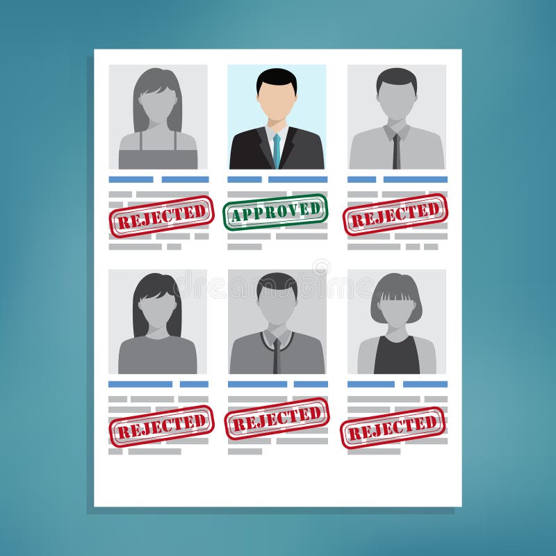 Approved and Rejected Resumes. Stock Vector - Illustration of candidate ...