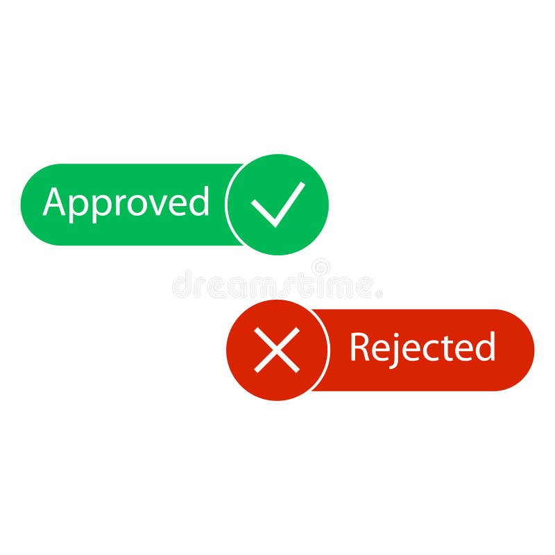 Approved and Rejected Vector Check Mark Buttons Stock Illustration ...