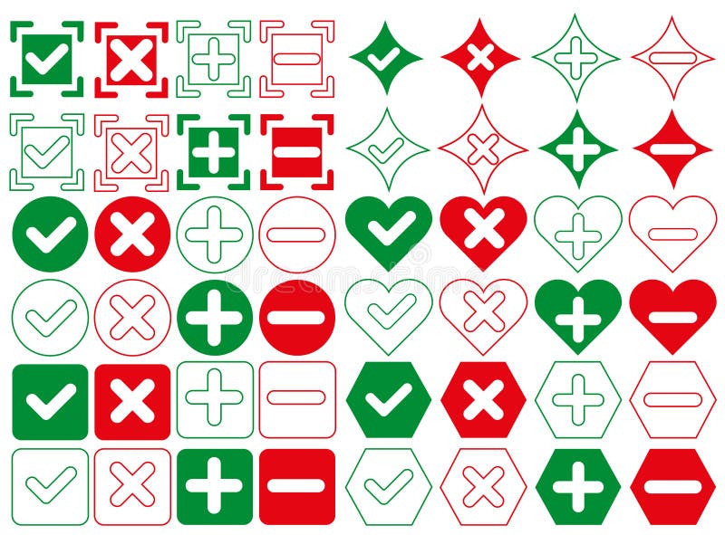 Approved Rejected, Yes No, Correct False, Green Red, - Vector Glyph ...