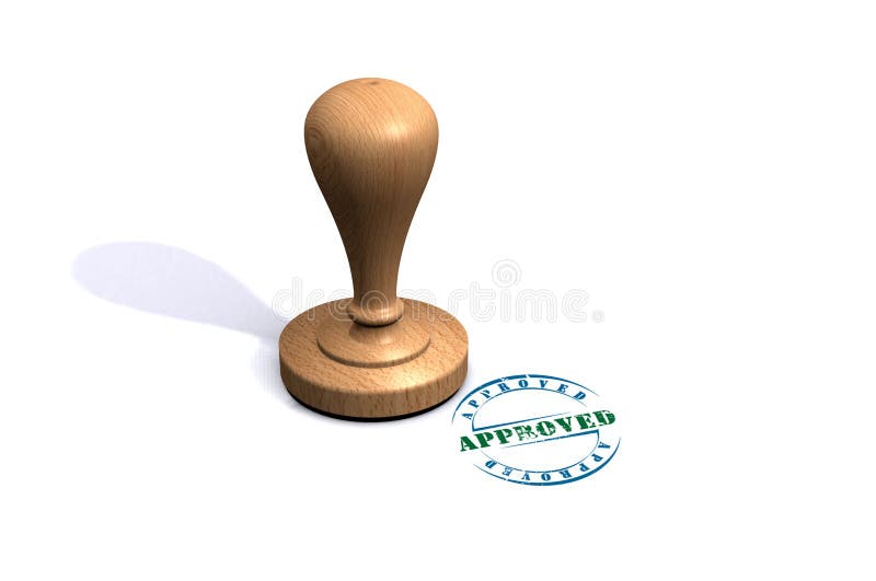Approved Rubber Stamp Made from Wood Stock Illustration - Illustration ...