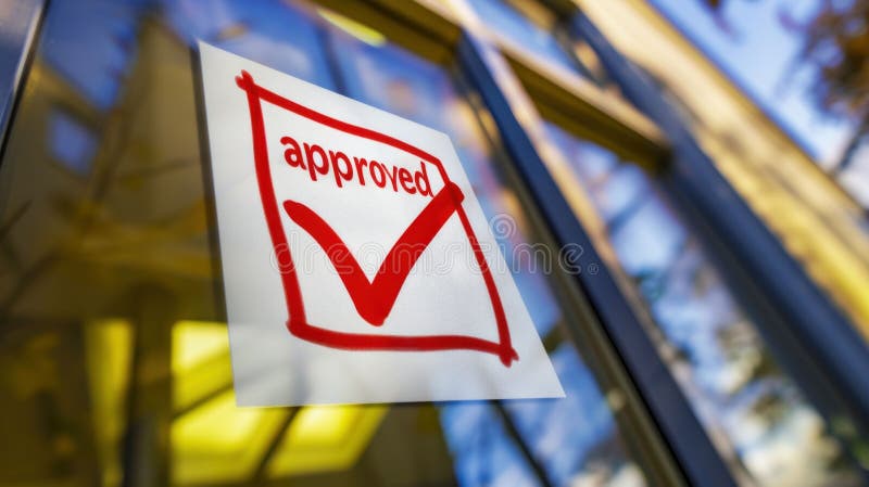 Approved Sign with Red Check Mark on Window. Generative Ai Stock ...