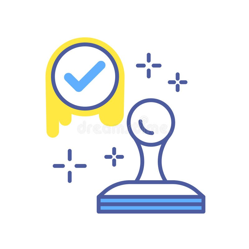 Approved Stamp Color Line Icon. Successful Check Concept. Certified ...
