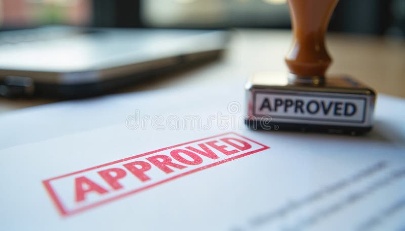 Approved Stamp on Document Close-up, Office Validation Process ...