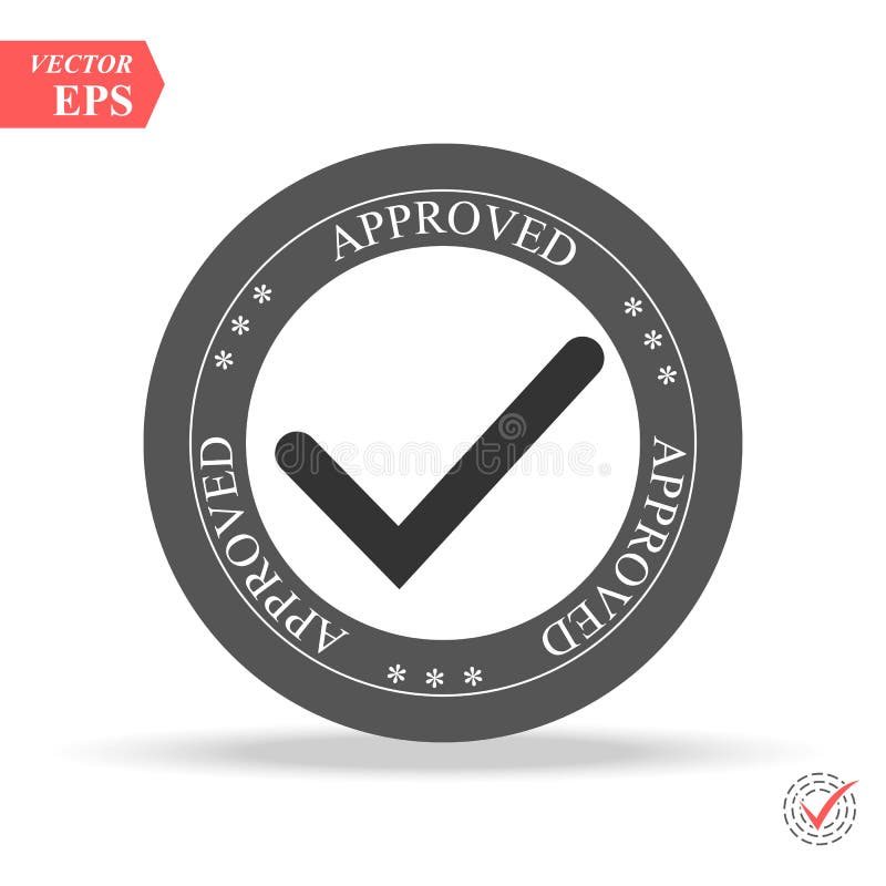Approved Stamp, Label, Sticker or Stick Flat Icon Stock Illustration ...