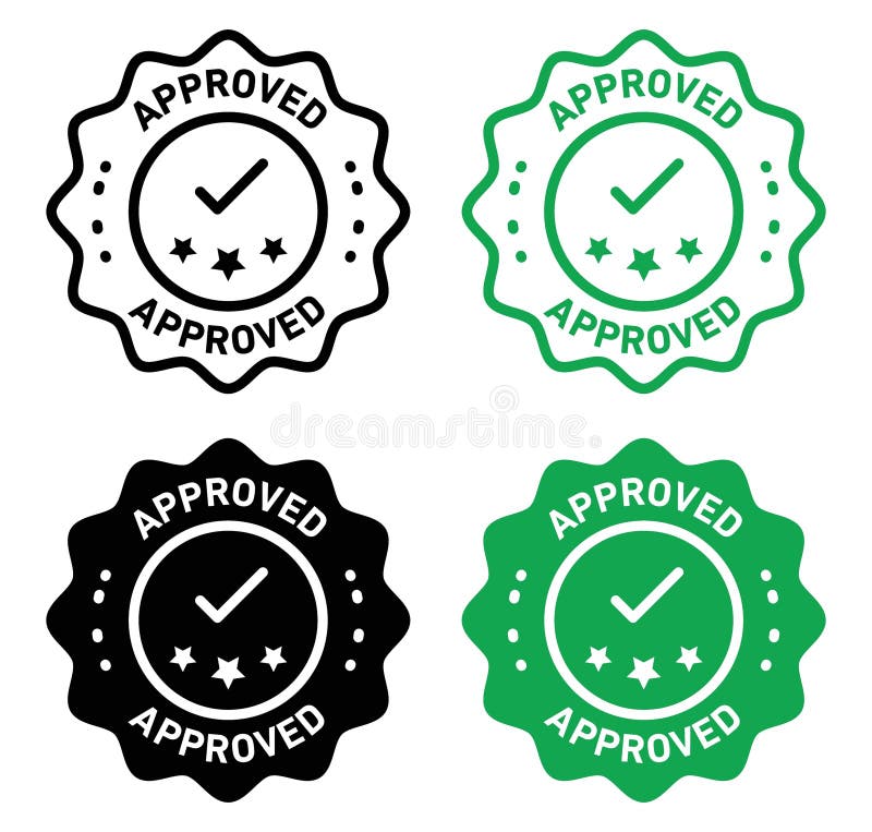 Approved Stamp Outline Flat Icon Stock Vector - Illustration of loan ...