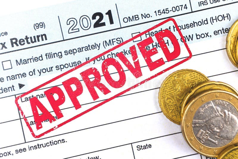 Approved Stamp on Tax Form Close-up Background Stock Image - Image of ...