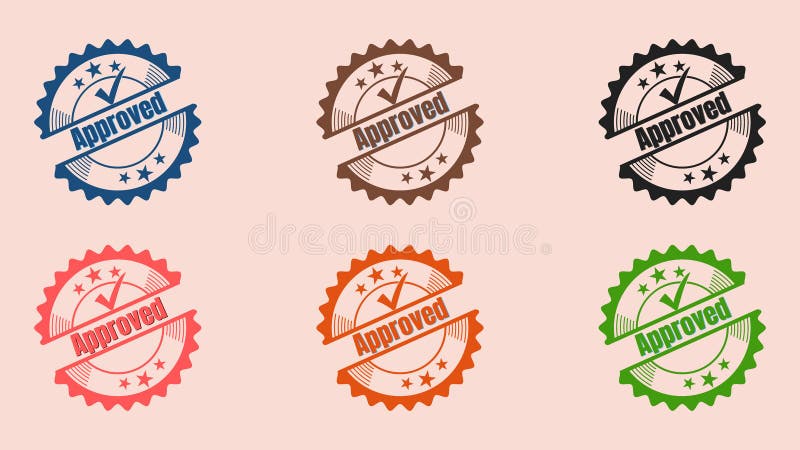 Approved Stamps Seal Vector, Set of Colorful Approved Stamps Stock ...