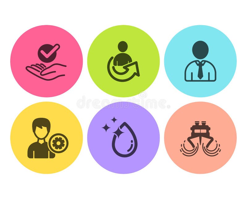 Approved, Support and Human Icons Set. Share, Water Drop and Ship Signs ...