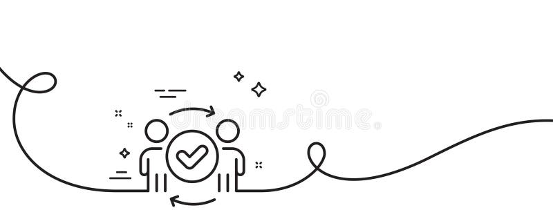 Approved Teamwork Line Icon. Accepted Team Sign. Continuous Line with ...