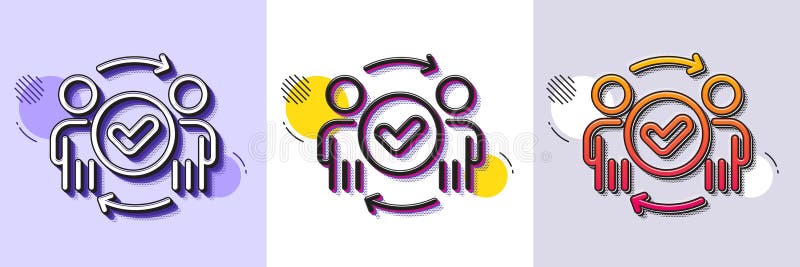 Approved Teamwork Line Icon. Accepted Team Sign. Halftone Dotted ...