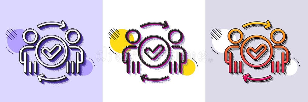 Approved Teamwork Line Icon. Accepted Team Sign. Halftone Dotted ...