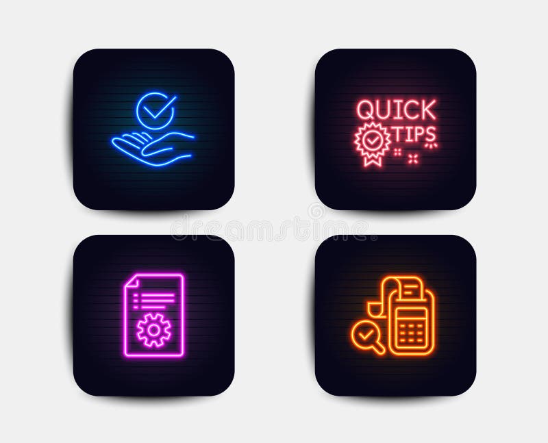 Approved, Technical Documentation and Quick Tips Icons. Bill Accounting ...