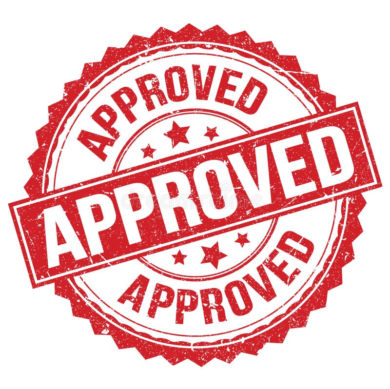 APPROVED Text on Red Round Stamp Sign Stock Illustration - Illustration ...