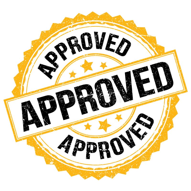 APPROVED Text on Yellow-black Round Stamp Sign Stock Illustration ...