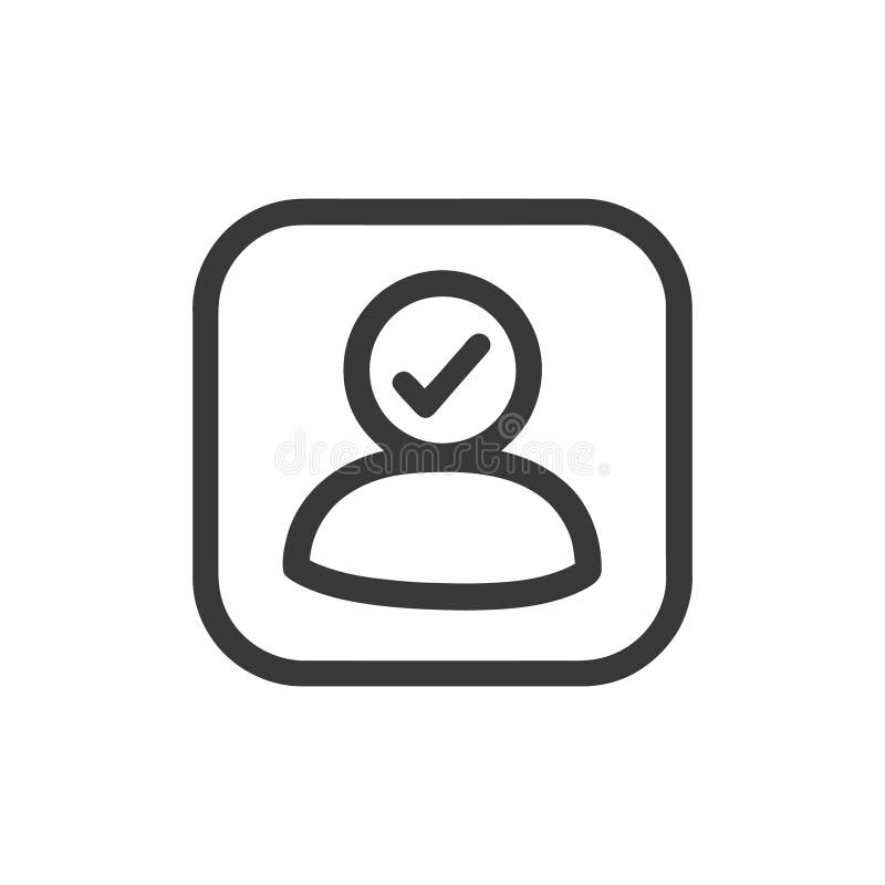 Verified User Profile Icon, Square Frame, Check Mark Stock Vector ...