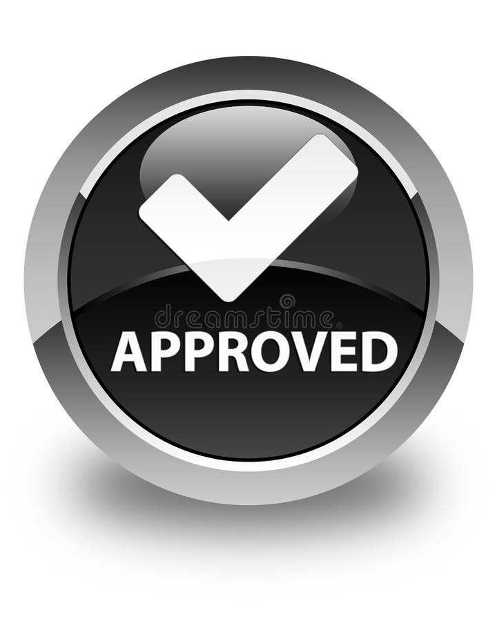 Approved (validate Icon) Glossy Black Round Button Stock Illustration ...