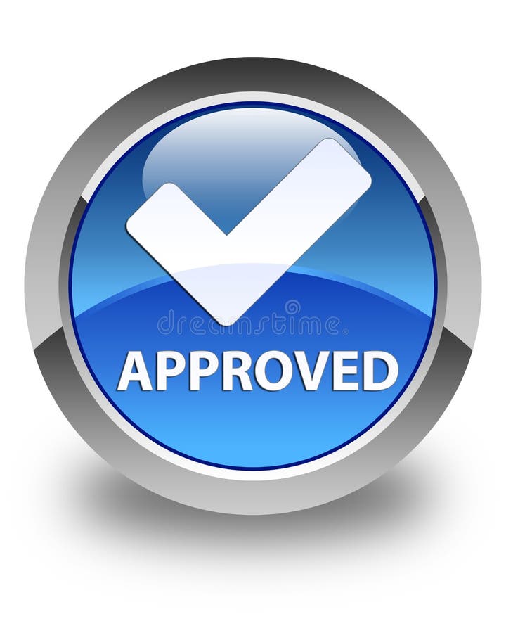 Approved (validate Icon) Glossy Blue Round Button Stock Illustration ...