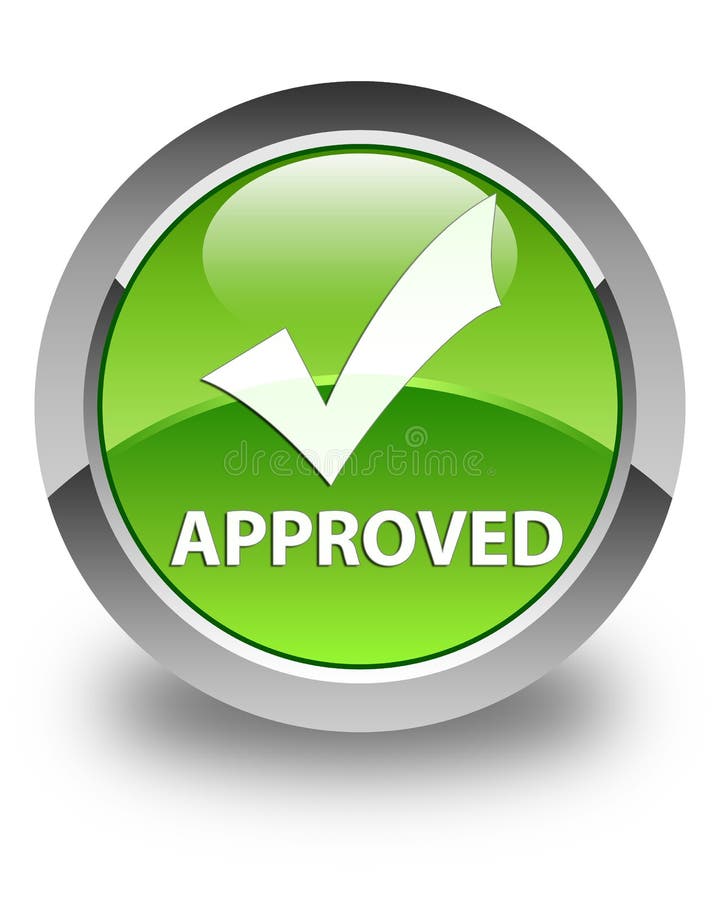 Approved (validate Icon) Glossy Green Round Button Stock Illustration ...