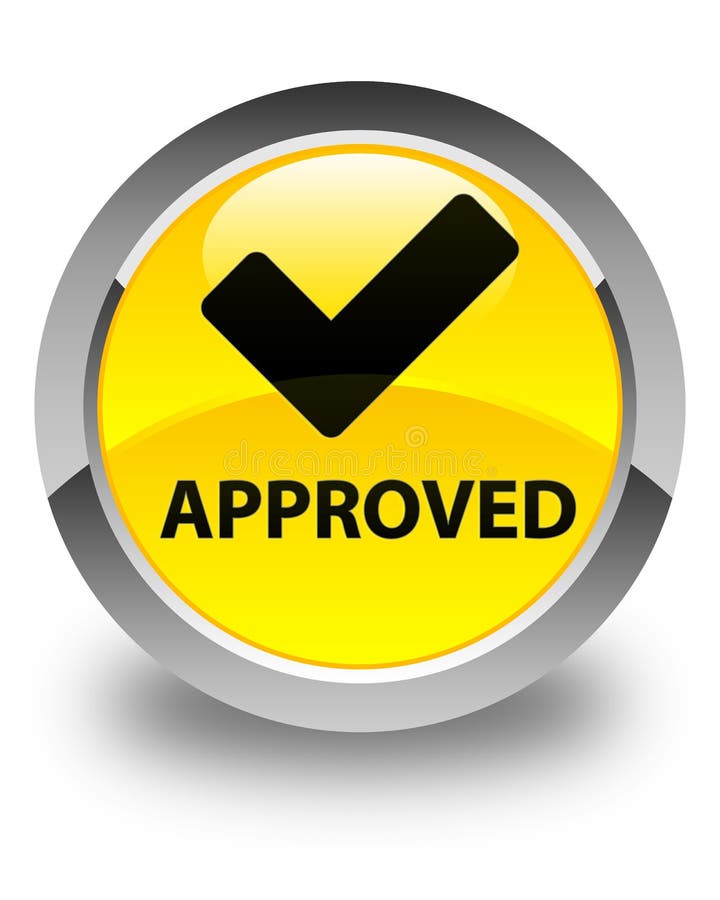 Approved (validate Icon) Glossy Yellow Round Button Stock Illustration ...