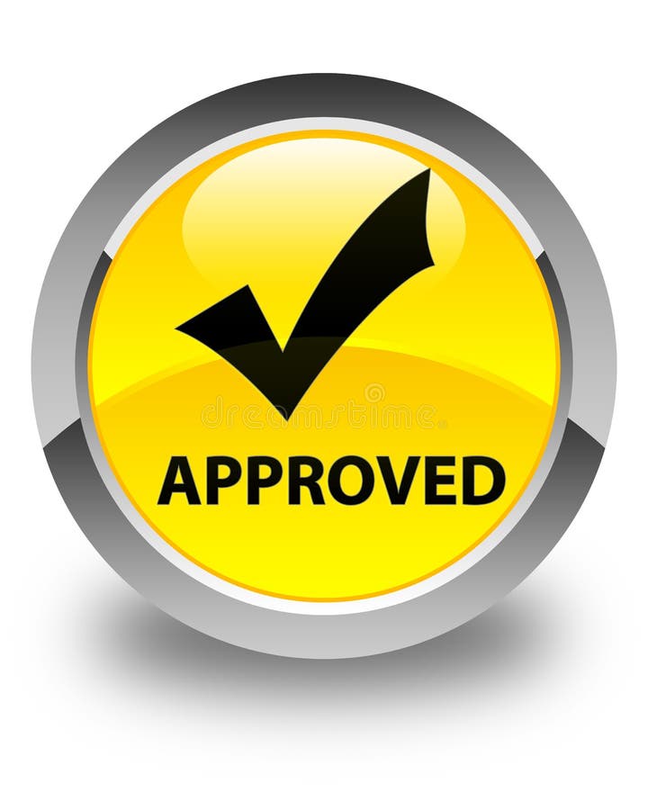 Approved (validate Icon) Glossy Yellow Round Button Stock Illustration ...